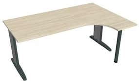 Stůl ergo oblouk levý 180×120/80 cm - Hobis Cross CE 1800 L Dekor stolové desky: akát, Dekor lamino podnože: bílá, Barva nohou: černá