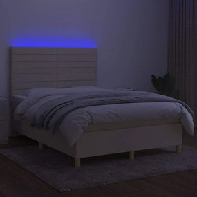 Box spring postel s matrací a LED krémová 140x190 cm textil 3135514