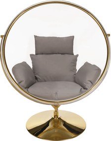 Závěsné křeslo se stojanem, transparentní/zlatá/šedá, BUBBLE NEW TYP 2