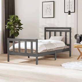 Rám postele šedý masivní dřevo 100 x 200 cm,  3100950 HangarStore.cz