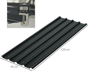 Outsunny 12 kusů Trapézový plech 129x45cm 7m² Pozinkovaný střešní plech 0,25 mm Profilovaný plech odolný proti povětrnostním vlivům Tmavě šedá barva