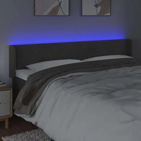 Čelo postele s LED tmavě šedé 183 x 16 x 78/88 cm samet 3123437