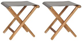 310670 vidaXL Skládací židle 2 ks masivní teakové dřevo a textil tmavě šedé