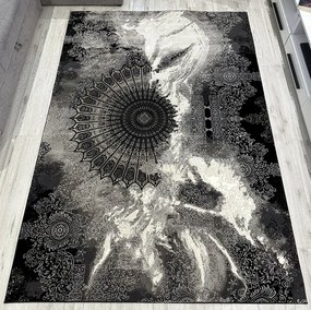 HU Černo-hnědý moderní koberec Glamour 27237-Siyach Rozměr: 60x110 cm