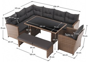 Kondela Zahradní ratanový set, šedohnědá/světle hnědá, SAGIR