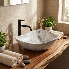 Rea Dora Stone, umyvadlo na desku 515x400x175 mm, šedá imitace kamene, REA-U5066