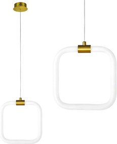 Toolight Toolight, závěsné LED svítidlo 20x20cm, 9W, 3000K, LHJ057-CP1, bílá-zlatá matná, OSW-60030