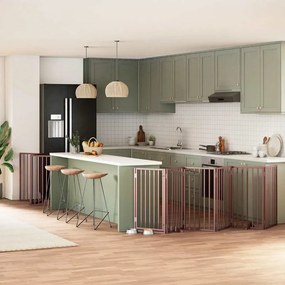 Zábrana pro psy s dvířky skládací 15 panelů hnědá 750 cm topol 3155552