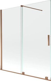 Mexen Velar, 2-křídlová posuvná vanová zástěna 150 x 150 cm, 8mm čiré sklo, růžové zlato, 896-150-000-01-60