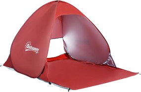 Outsunny Plážový Stan Pop Up Automatický Stan s Okýnkem UV Ochrana Přenosný Pop Up Stan, Plážový Stan Sluneční Clona pro 2-3 Osoby Malá Velikost Balen