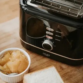 Adler AD 3224b černá / Topinkovač / 720W / 2 toasty / 7 stupňů opečení