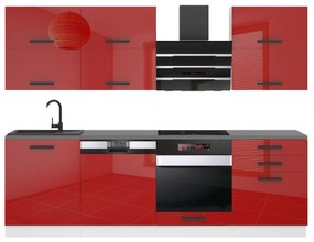 Kuchyňská linka Belini Premium Full Version 240 cm červený lesk s pracovní deskou MADISON