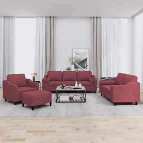 4dílná sedací souprava s polštáři vínová textil 3201800