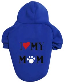 Jarní/podzimní obleček pro pejsky - "I love mom" s kapucí Barva: modrá, Velikost: 5XL