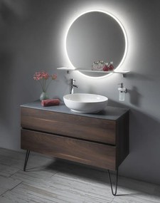 Sapho VISO kulaté zrcadlo s LED osvětlením a policí ø 70cm, bílá mat VS070-01