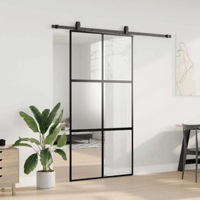 Posuvné dveře se sadou kování černé 102,5x205 cm Tvrzené sklo 3375885