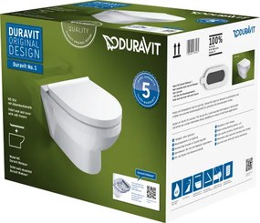 Duravit No.1 - SET Závěsné WC Compact, Rimless + sedátko se sklápěcí automatikou, bílá 45750900A1