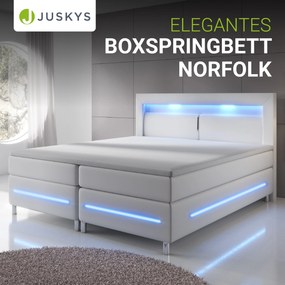 Juskys Postel boxspring Norfolk s potahem z umělé kůže Barva: černá, Velikost: 140 × 200 cm