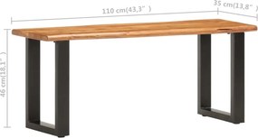 Lavice s živou hranou 110 cm masivní akáciové dřevo a ocel 286456
