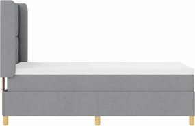 Postel s boxspringem s čelo Světle šedá 90 x 200 cm textil 3341812