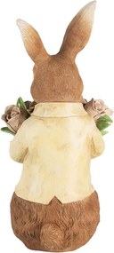 Dekorace hnědý králík s kyticí tulipánů - 19*23*39 cm