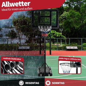 Costway Basketbalový stojan 130–305 cm se sítí a 2 koly, výškově nastavitelná