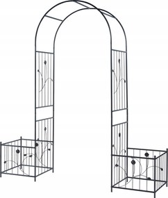 Růžový oblouk Barisciano se 2 černými krabičkami na květiny