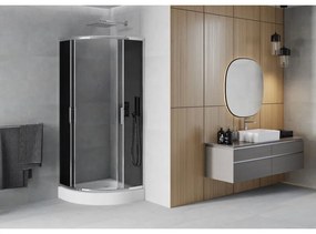 Mexen RIO - Čtvrtkruhový sprchový kout 90x90 cm + sprchová vanička, šedá-bílá, 863-090-090-01-40-4710