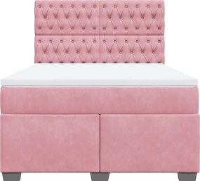 Box spring postel s matrací růžová 160x200 cm samet 3293265