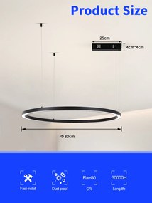 Immax NEO FINO NEW Smart závěsné svítidlo 1 kruh, 80cm, 60W, černé, Zigbee 3.0