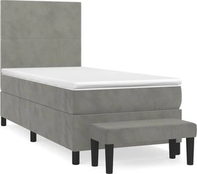 Box spring postel s matrací světle šedá 100x200 cm samet 3137707