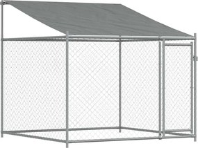Klec pro psy se střechou a dvířky šedá 4x2x2 m pozinkovaná ocel 3209563