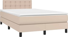 Box spring postel matrace a LED cappuccino 120x190cm umělá kůže