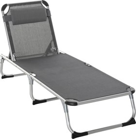 Outsunny lehátko na opalování zahradní lehátko hliníkové látkové lehátko relaxační lehátko 5-směrně nastavitelné skládací ergonomická síťovaná látka …