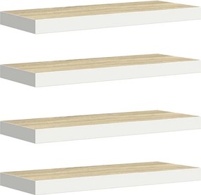 Plovoucí nástěnné police 4 ks dub a bílé 60 x 23,5 x 3,8 cm MDF 326578