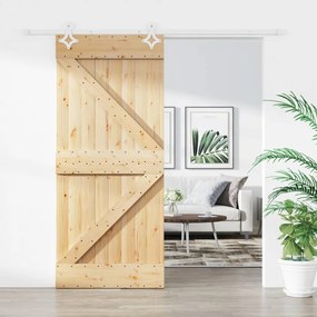Posuvné Dveře S Kováním 90 X 210 Cm Masivní Borové Dřevo