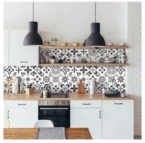 Sada 24 nástěnných samolepek Ambiance Wall Decal Cement Tiles Azulejos Erico, 15 x 15 cm