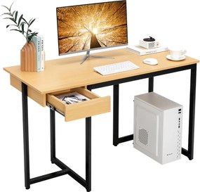 Costway Počítačový stůl se zásuvkou a nastavitelnými podložkami – 120 × 55 cm