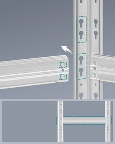 Sada 2 ks dílenských regálů Myron 180 cm stříbrná/hnědá