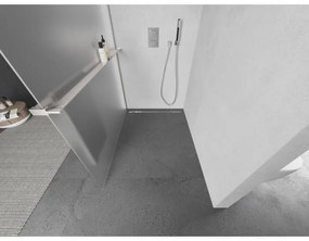 Mexen Kioto+, sprchová zástěna Walk-In s poličkou a věšákem 90 x 200 cm, 8mm sklo námraza, broušená ocel profil, 800-090-121-97-30