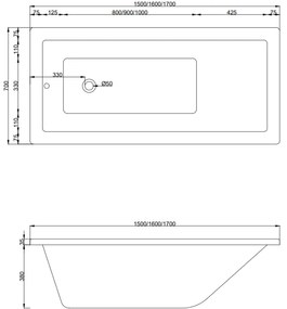 Mexen Cubik obdélníková vana 170 x 70 cm s pláštěm 1-křídlovou zástěnou 100 cm, Průhledné, zlatá - 550317070X9410115000