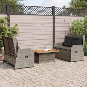 3dílná zahradní sedací souprava s poduškami šedá polyratan 3262748