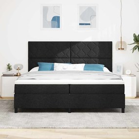 Postel s boxspringem s čelo Černá 200 x 200 cm textil 3339492