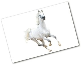 Wallmuralia Kuchyňská deska skleněná Bílý arabský kůň 80x52 cm