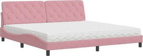 Postel s matrací růžová 200 x 200 cm samet 3208681
