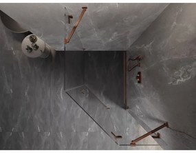 Mexen Lunar, pravý výklopný pětiúhelníkový sprchový kout 80 x 100 cm, 8mm čiré sklo, profil růžové zlato, 831-080P-100L-60-00-P