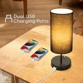 Aigostar - Stolní lampa s USB portem 1xE27/40W/230V černá