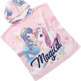 Dětské pončo MAGICAL růžové 60x120 cm