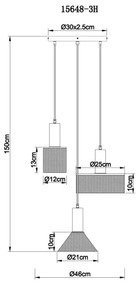 Globo 15648-3H - Lustr na lanku JEDD 3xE27/60W/230V černá