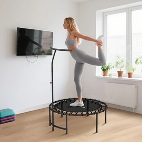 SPORTNOW Rebounder trampolína, 5stupňově nastavitelná rukojeť, workout trampolína, černá